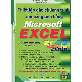 Mua Thiết Lập Các Chương Trình Trên Bảng Tính Bằng Microsoft Excel 2000 - 2002 - 2003