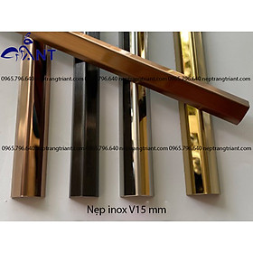 Mua Nẹp inox V15 màu inox trắng gương - SU304 (Thanh dài 2,44 mét hoặc 3 mét)