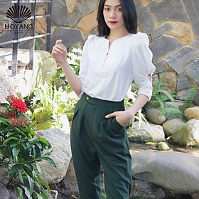 Mua Áo Lụa Tay Phồng Cách Điệu Sang Trọng HOYANG AHY23 - Trắng,S tại HoYang