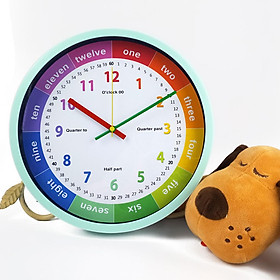Mua 12'' Colorful Wall Clock Kids School Classroom Telling Time - Green ...