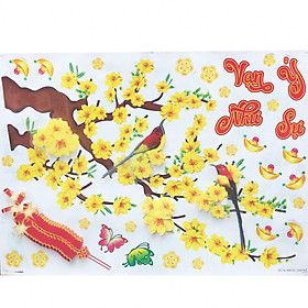 Mua Decal 3D (sticker) dán kính trang trí Tết (mẫu Hoa Mai)