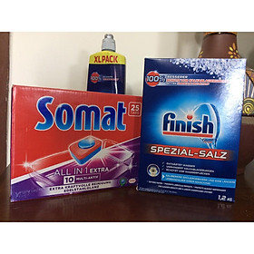 Mua Combo Viên rửa bát Somat all in one hộp 25 viên + Muối Finish 1.2kg ...
