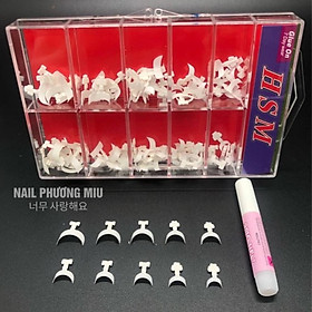 Mua Hộp 100 Móng Nối Fen Đầu Móng HSM Đủ Size Màu Trắng Đục Làm Nail ...