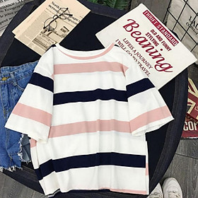 Mua Woman Summer Short Midriff-baring Tops Striped Shirt T-shirt