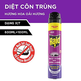 Mua Bình Xịt Côn Trùng RAID Hương Lavender 600ML + Tặng Thêm 100ML