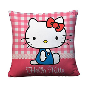 Mua Gối Ôm Vuông Hello Kitty Nền Caro GVCT007 (36 x 36 cm)