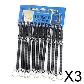 Mua 3x12pcs Retractable Spiral Stretch String Keychain Keyring Black