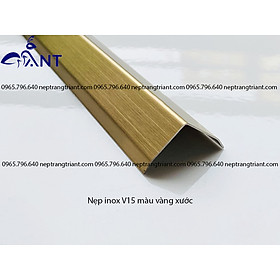 Mua Nẹp inox V15 vàng xước mờ - SU304 (Thanh dài 2,44 mét hoặc 3 mét)
