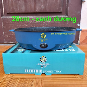 Chảo Nướng Điện Đa Năng Shanban 2 NÂC NHIỆT Size 26CM Chống Dính Vân Đá