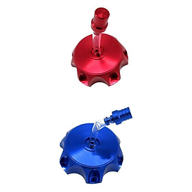 ATV Dirt Bike CNC Aluminum Gas Fuel Tank Cap Breather Vent Red/Blue ...