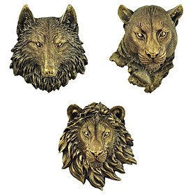 Mua 3 Pieces Animal Head Statue 3D Sculpture Home Office Farmhouse ...