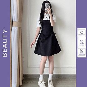 Mua Chân váy chữ a bigsize nữ dáng dài đầm body cổ sơ mi dây đan eo chất liệu lanh lụa mát mã ...