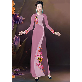 Mua Vải Áo Dài Truyền Thống Hoa Lan, Hương Dương Màu Hồng Ruốc DN-HT-523-16