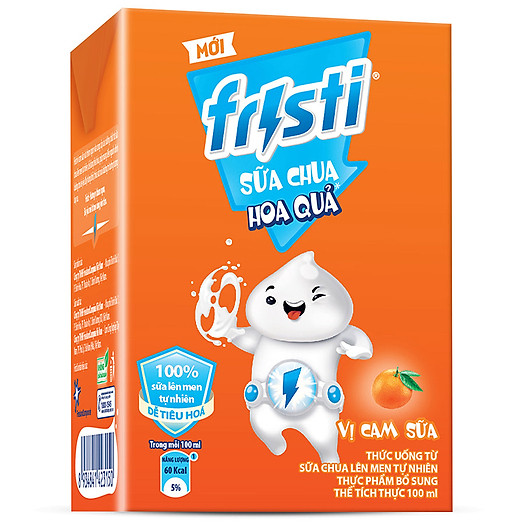 Sữa chua lên men tự nhiên vị cam Fristi SIÊU NHÂN 100ml - IPhuHuynh