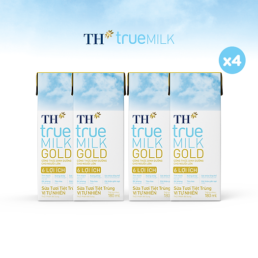 Combo 4 lốc sữa tươi tiệt trùng vị tự nhiên TH true MILK GOLD 180ml ...