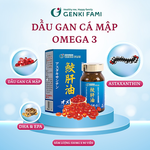 Dầu Gan Cá Mập Omega 3 Astaxanthin Genki Fami Nhật Bản, Bổ Mắt, Bổ Não ...