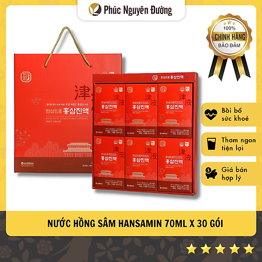 Nước hồng sâm Hansamin hộp quai xách 70ml x 30 gói - Nhân sâm ...