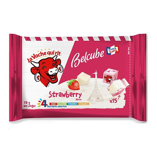 Phô Mai Vuông Belcube (15 viên) Vị Dâu - Hỗ trợ hệ miễn dịch (La Vache ...