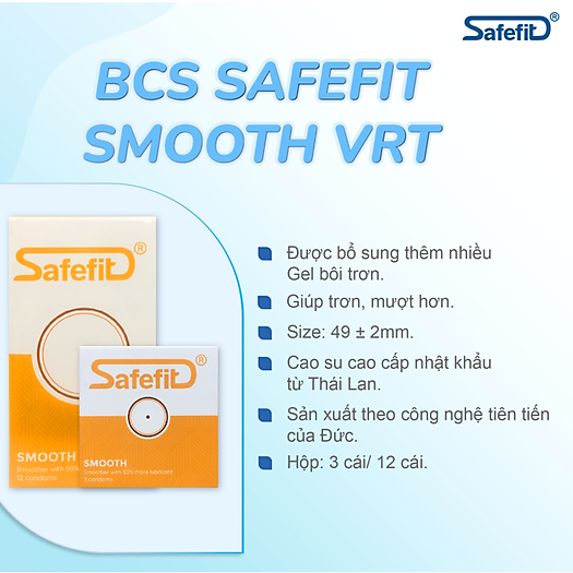 Bao cao su mỏng nhiều chất bôi trơn Safefit Smooth - hộp 12 chiếc - Bao ...