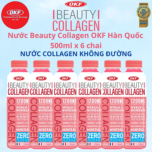 Nước Beauty Collagen (NƯỚC COLLAGEN KHÔNG ĐƯỜNG) OKF HÀN QUỐC x 6 chai 500ml - Đồ uống không gas ...