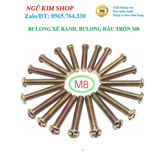 Bulong xẽ rãnh, bulong đầu tròn m8