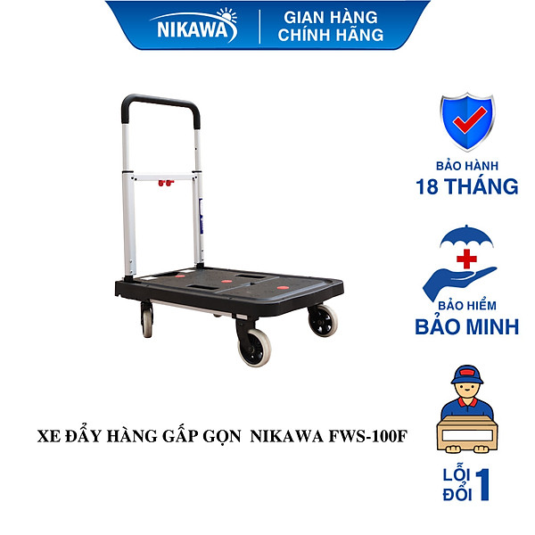 Xe đẩy hàng 4 bánh Nikawa FWS-100F, tải trọng 150kg, màu đen | Gia Dụng ...