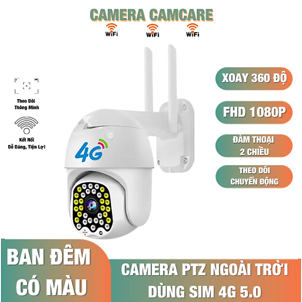 Camera Yoosee D32S-4G dùng sim 4G ngoài trời có cổng Lan, quay đêm hình ảnh có màu, đàm thoại 2 ...