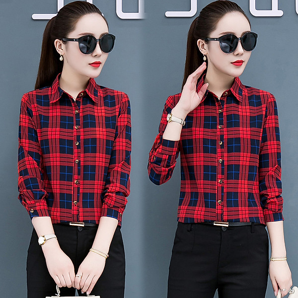 Áo sơ mi nữ dài tay kẻ caro thời trang công sở Haint Boutique HB49 ...