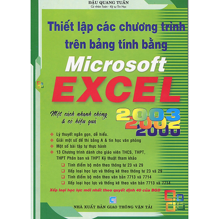 Mua Thiết Lập Các Chương Trình Trên Bảng Tính Bằng Microsoft Excel 2000 - 2002 - 2003