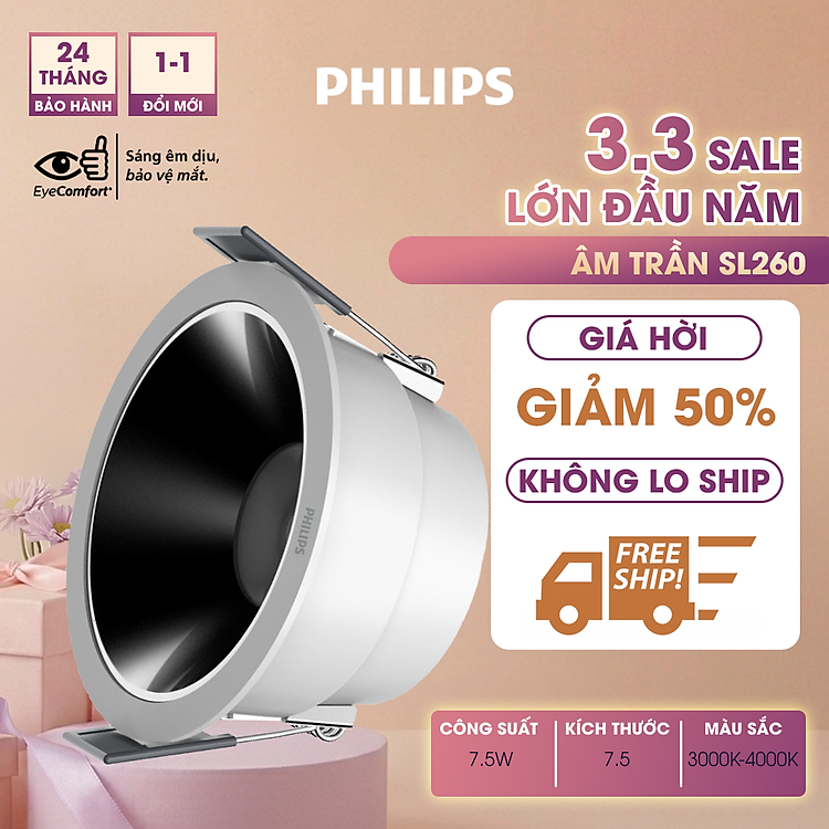 Mua Bộ đèn chiếu điểm Philips SL260 RD 7.5W ánh sáng vàng, trung tính ...