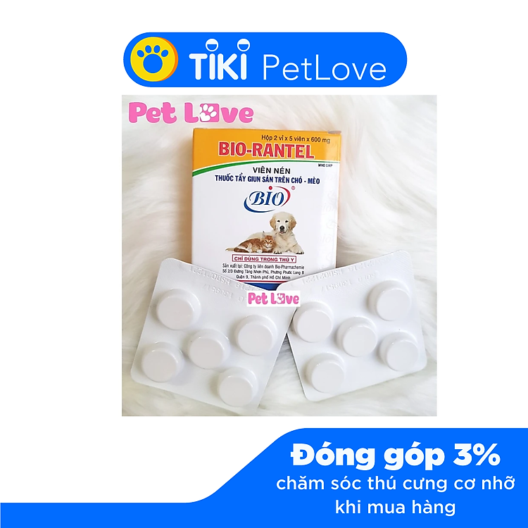 Mua Bio Rantel xổ giun sán chó mèo (hộp 10 viên) tại PetLove