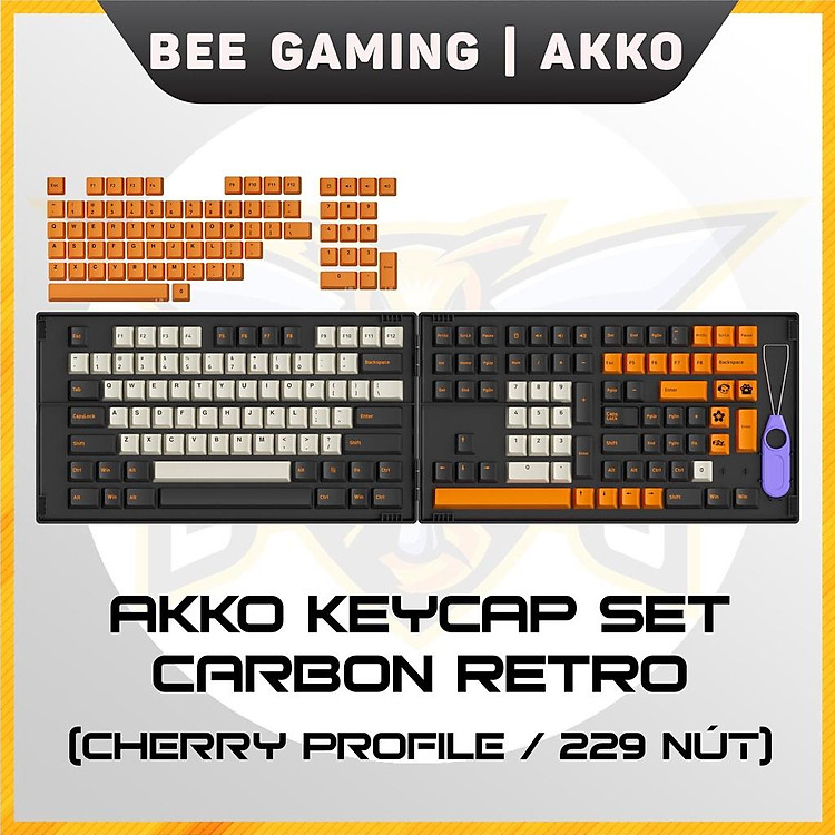Bộ keycap chính hãng AKKO - Carbon Retro (PBT Double Shot / Cherry ...