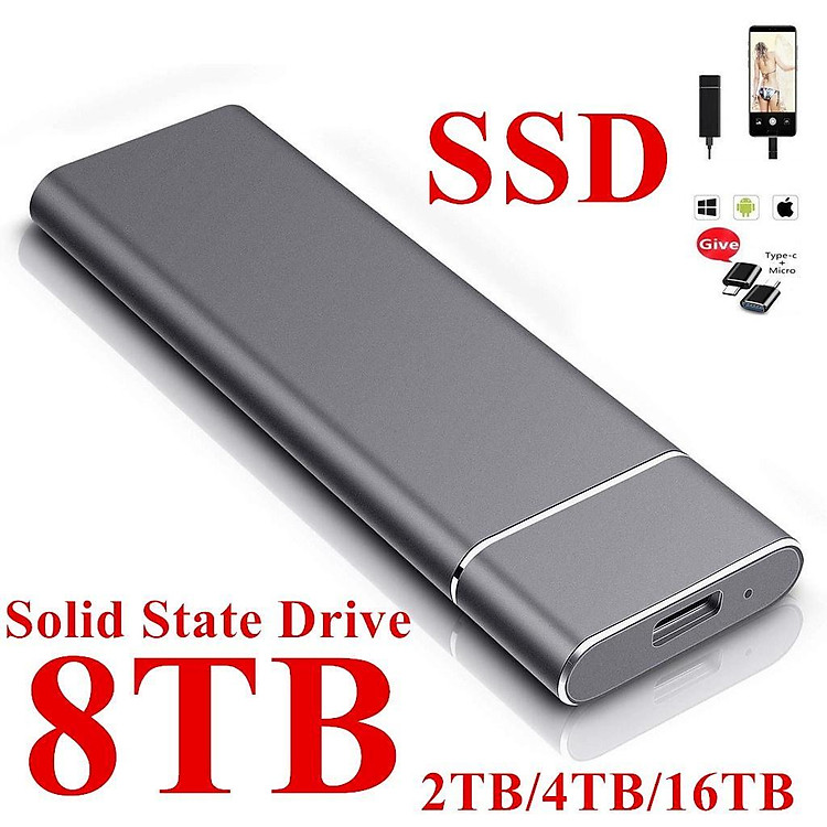 Mua Ổ Cứng Ngoài SSD USB 3.1 Type-C 2T/4T/8T/16T Tốc Độ Cao Ổ Đĩa Cứng Di Động Cho Máy Tính Laptop