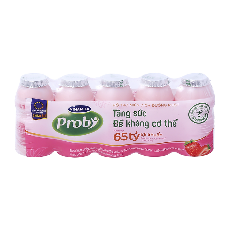 Mua Lốc 5 Chai Sữa Chua Uống Men Sống Probi Vinamilk Hương Dâu 65ML