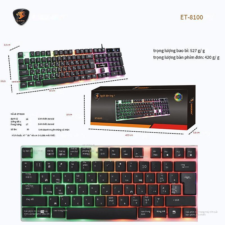 Mua Khuyến mại ET-8100 Chiếu Sáng Bàn Phím Tiếng Nga OUIDENY Bàn Phím Tiếng Nga Có Dây USB Bàn ...