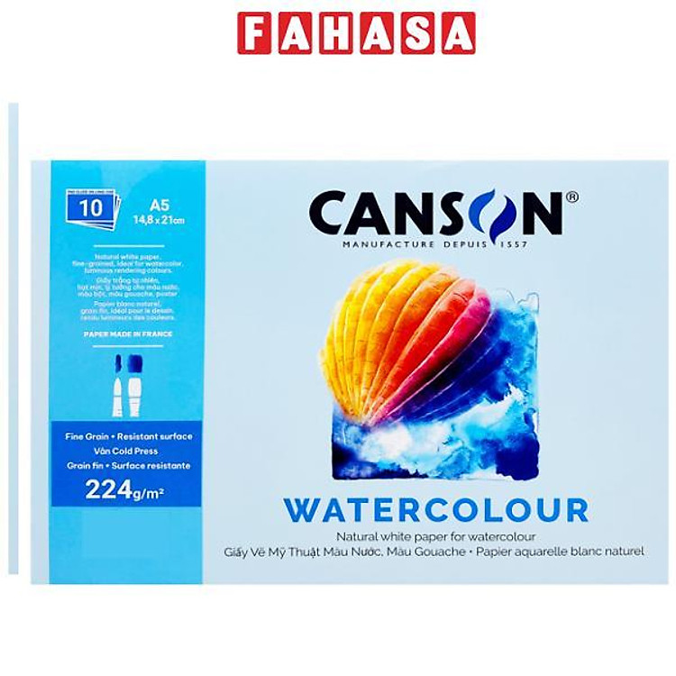 Mua Giấy Vẽ Mỹ Thuật Vẽ Chì Canson A5 - 224gsm 10 Tờ tại Nhà sách Fahasa