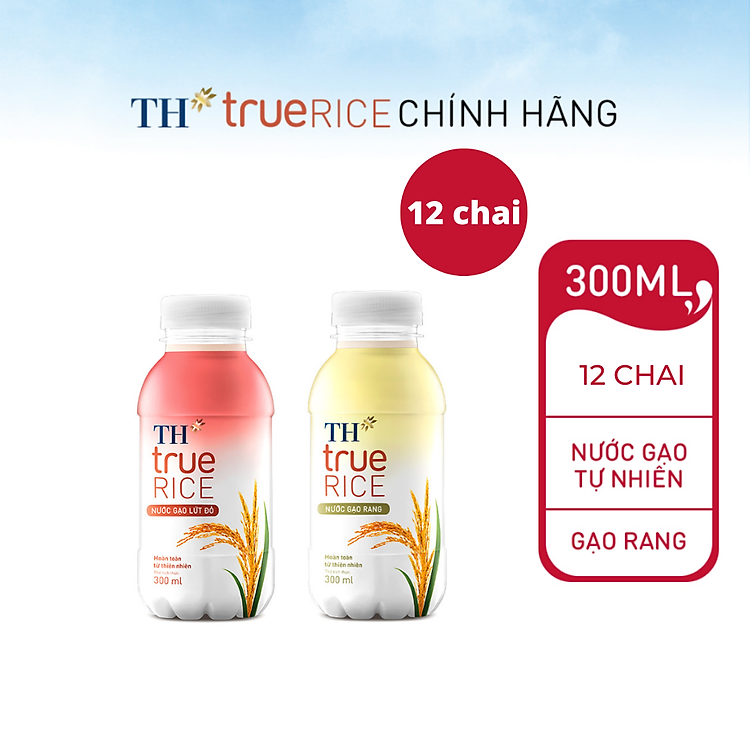Mua Thùng 12 chai gạo rang & 12 chai gạo lứt đỏ TH true RICE 300 ml (300 ml x 24)