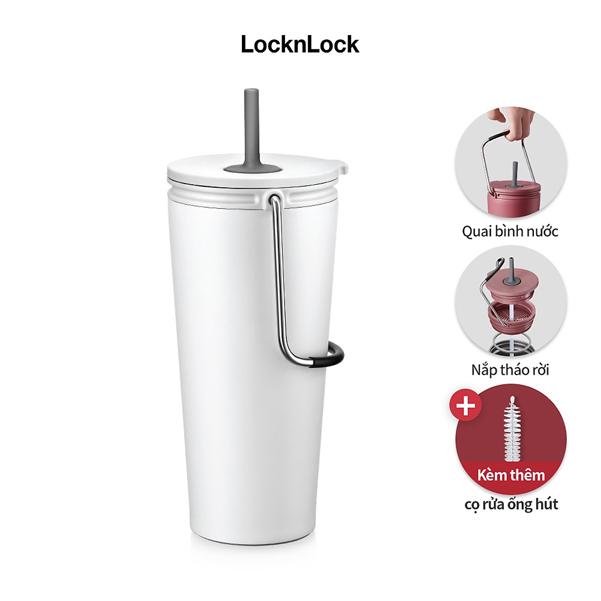 Bình giữ nhiệt có ống hút Lock&Lock Bucket Tumbler with Straw LHC4268 ...