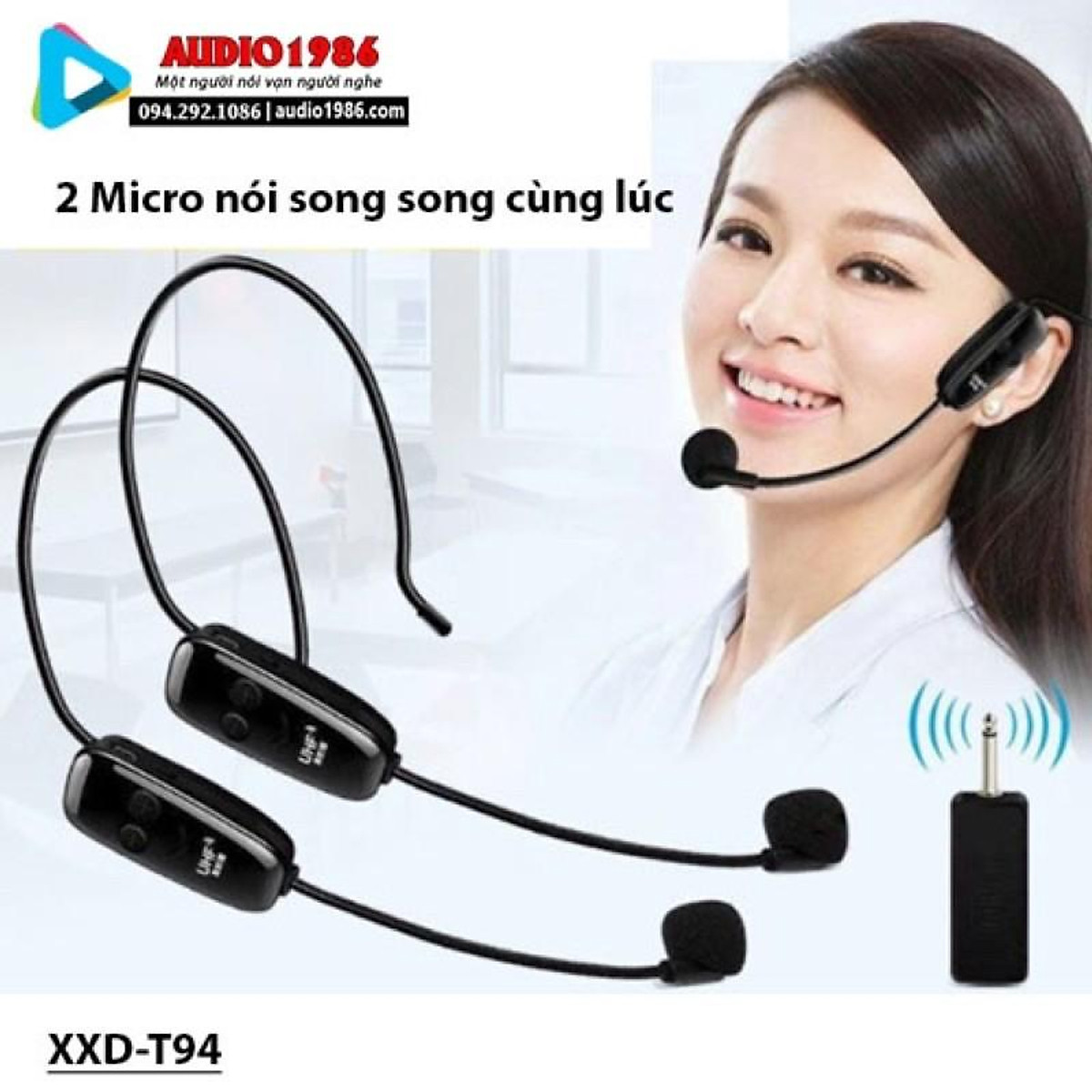 Micro không dây XXD-T94 2 mic nói song song kết nối amply loa kéo loa ...