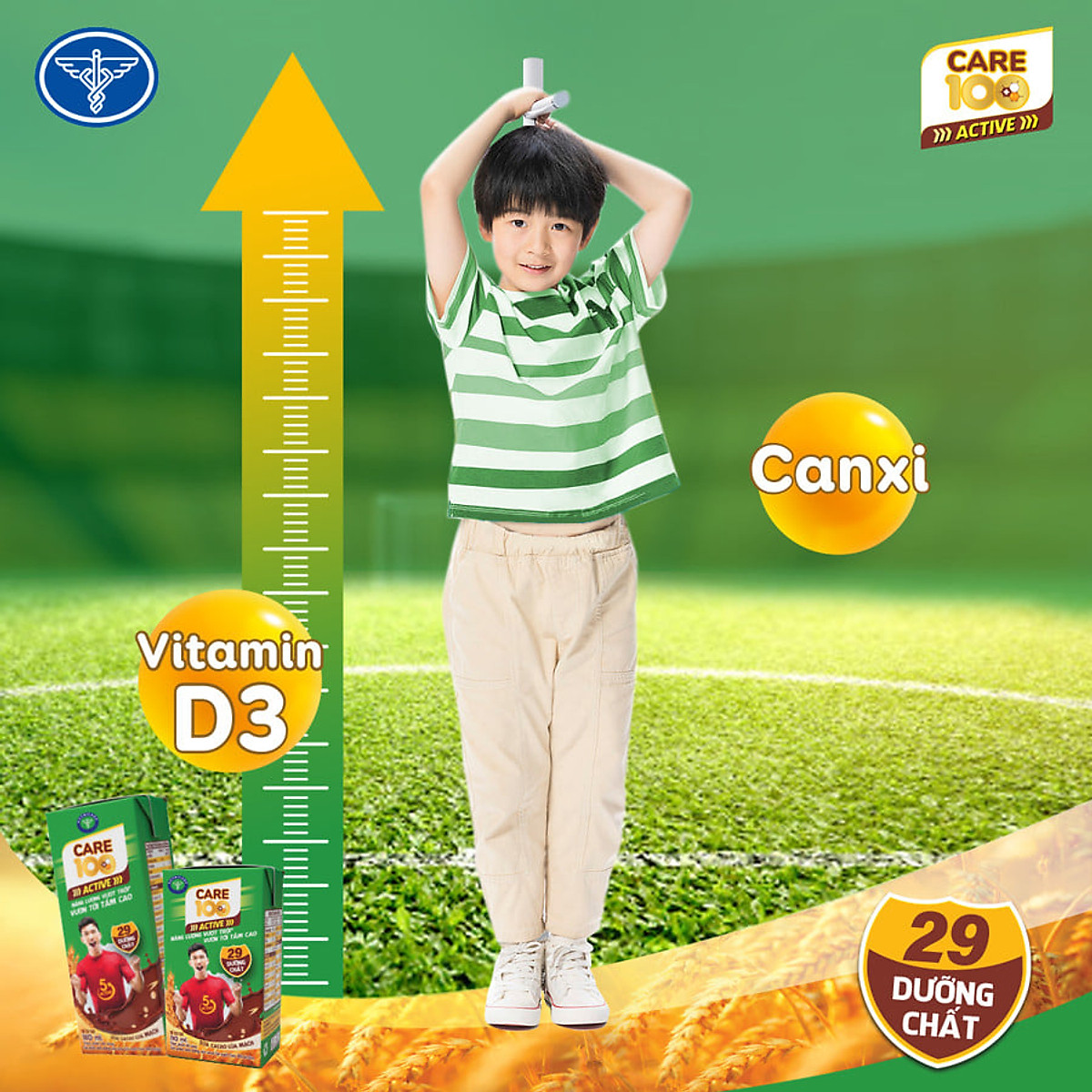 Thùng sữa ca cao lúa mạch Nutricare Care 100 Active (110ml x 48 hộp)