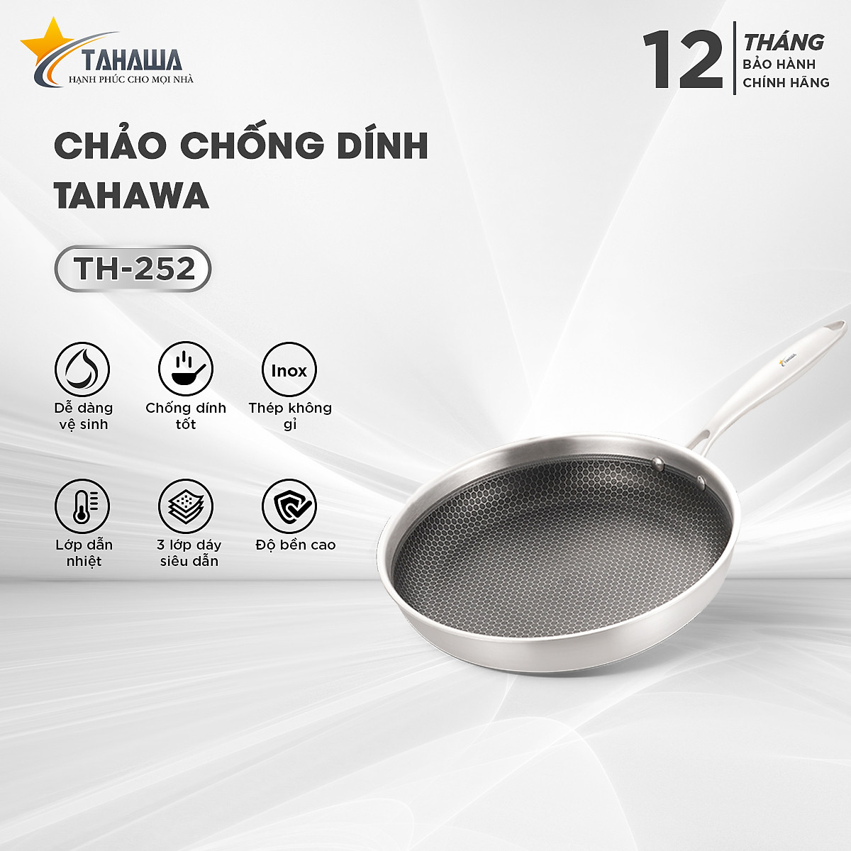 Mua CHẢO CHỐNG DÍNH TAHAWA TH-252 • Sử dụng công nghệ khoan khắc bề mặt ...