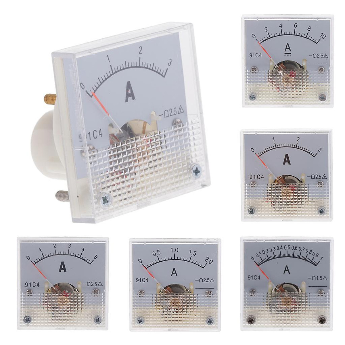 2-Piece DC Analog Panel AMP Meter Ammeter Milliammeter 91C4 0-2A/0-10A