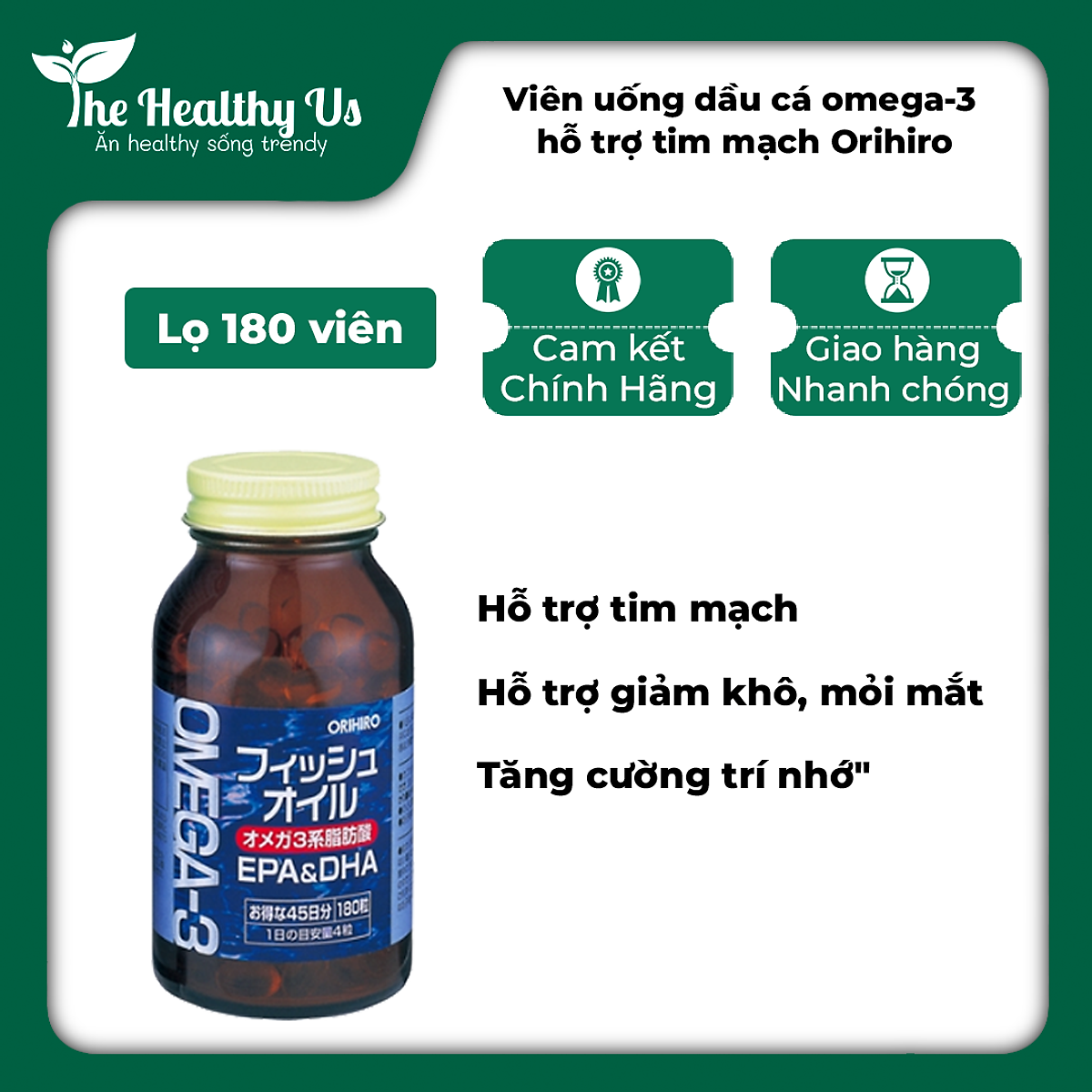 Mua Viên uống dầu cá omega-3 hỗ trợ tim mạch Orihiro 180 viên tại The ...