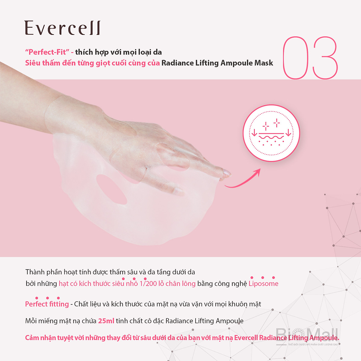 Mặt nạ nâng cơ, đàn hồi, săn chắc, trắng sáng da Tế bào gốc EVERCELL Radiance Lifting Ampoule ...