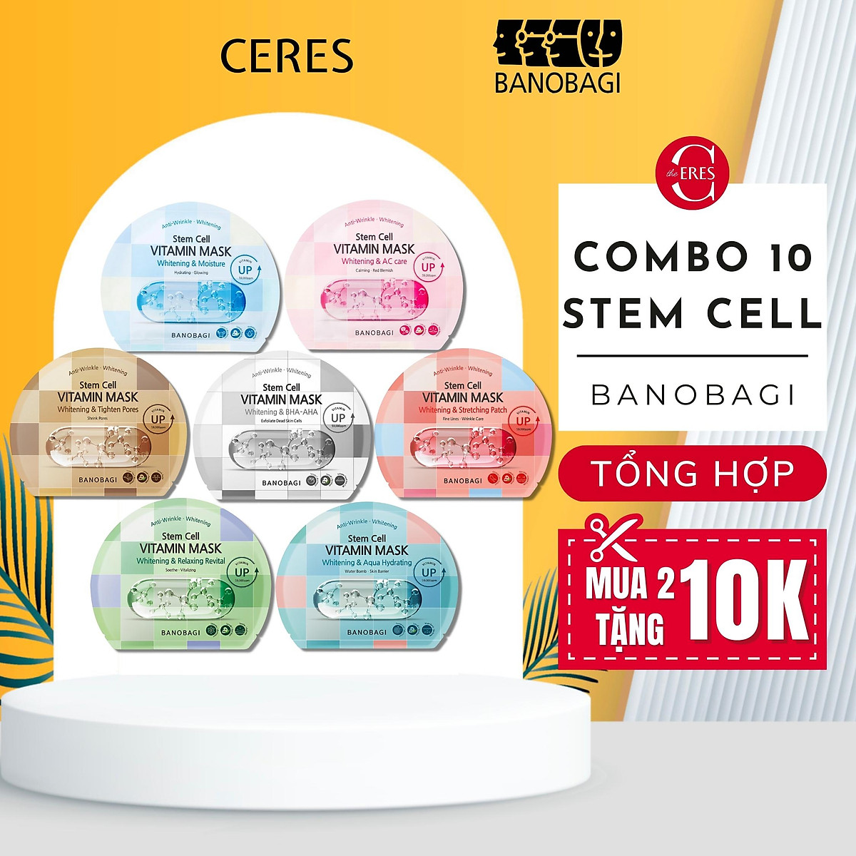 Mua Combo 10 Mặt Nạ Giấy Banobagi Mask Stem Cell Vitamin Dưỡng Ẩm Trắng ...