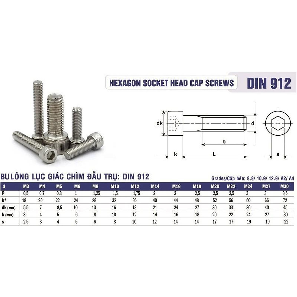 Bộ bulong lục giác chìm inox 304-M6 | Tiki
