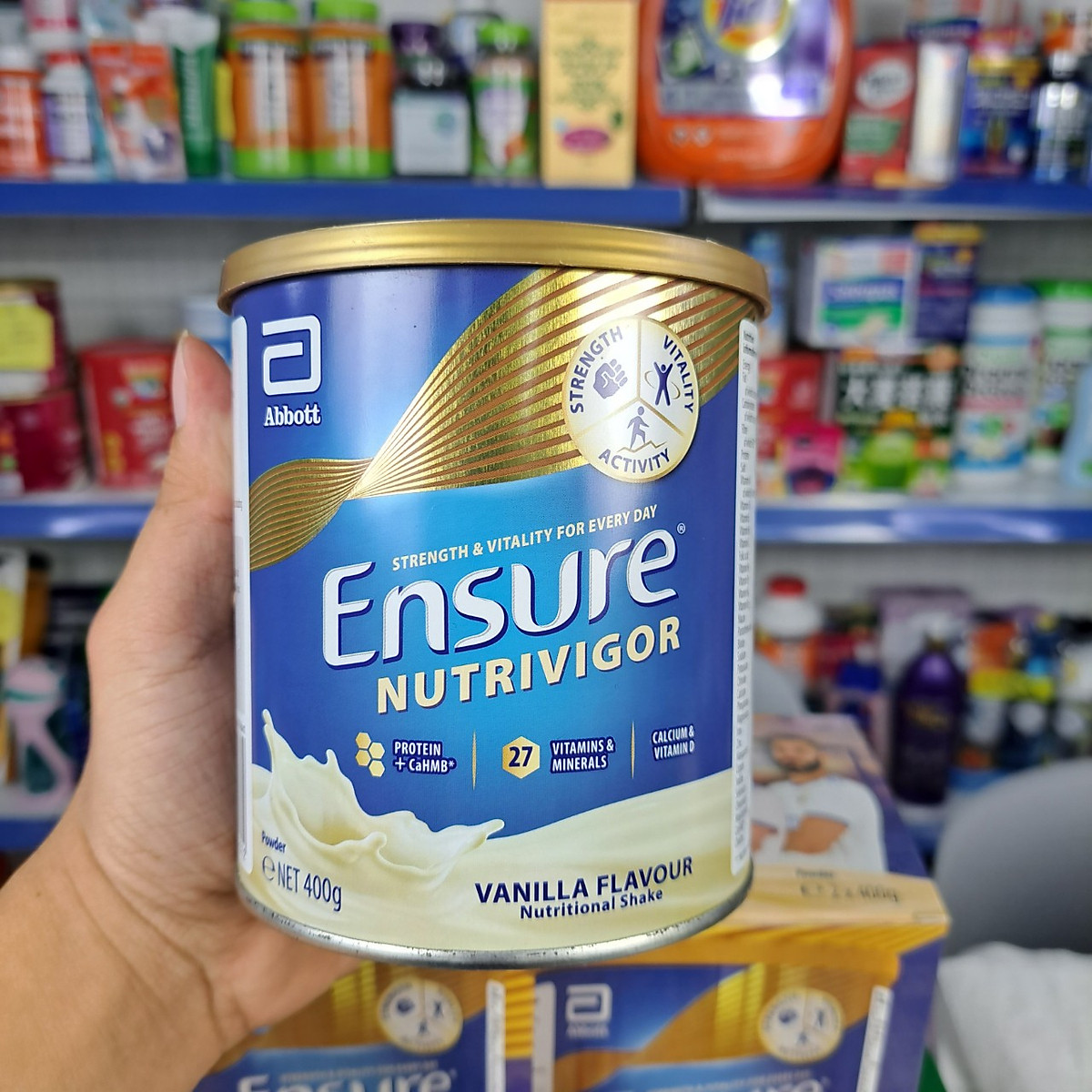 Sữa Bột Ensure ANH NutriVigor Shake Vanilla (400g) Date 2025 - Dinh dưỡng cho người lớn