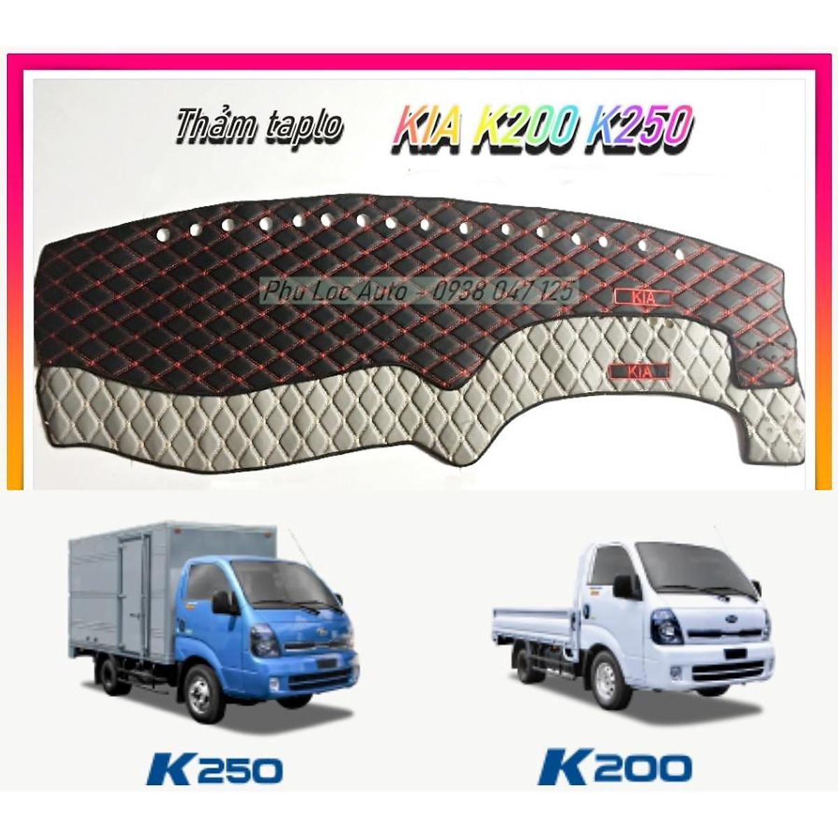 Mua Thảm chống nắng taplo da vân cacbon xe tải KIA K200 K250 1 TẤN 9 2 TẤN - DA CARO 6D tại Phụ ...