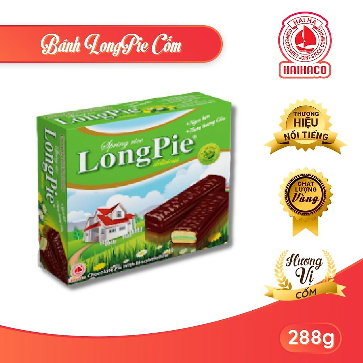 Mua Bánh Mềm Nhân Hương Cốm Phủ Socola LongPie HẢI HÀ (Hộp: 288g ...