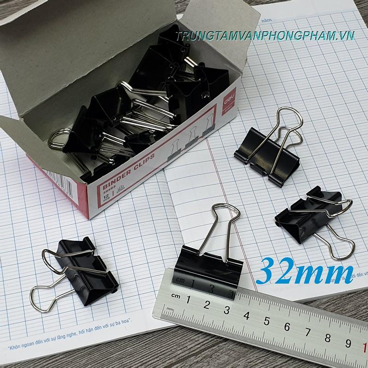 Mua Kẹp bướm đen 32mm kẹp giấy Binder Clips - Double Clip - Hộp 12 cái